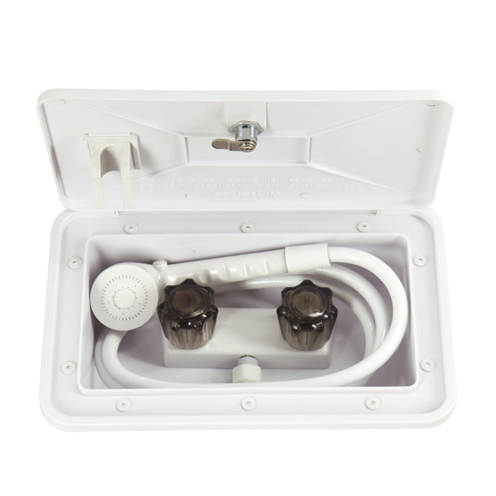 White RV Exterior Shower Box Kit with Lock Boat Marine Camper Motorhome ...
