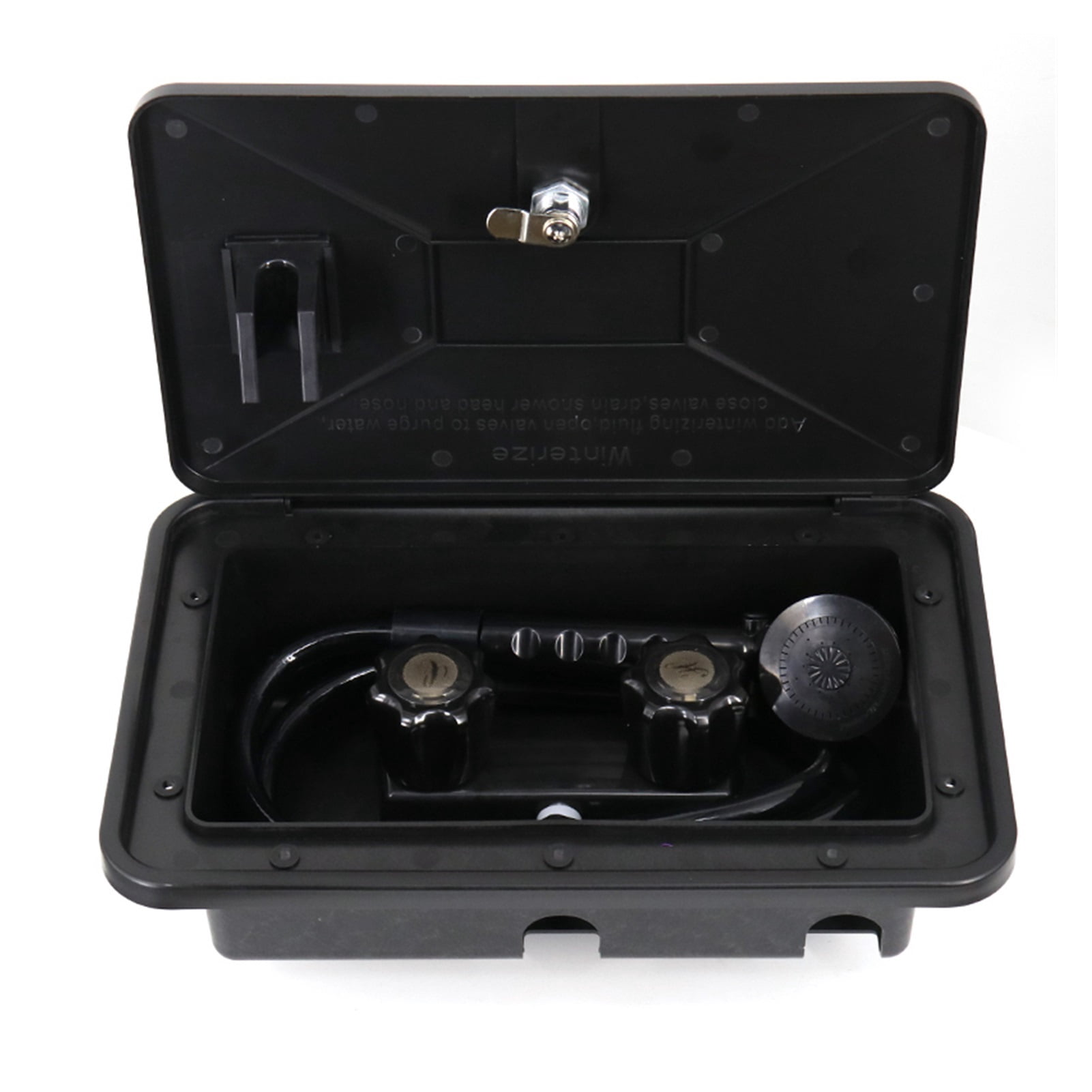 White RV Exterior Shower Box Kit with Lock Boat Marine Camper Motorhome ...