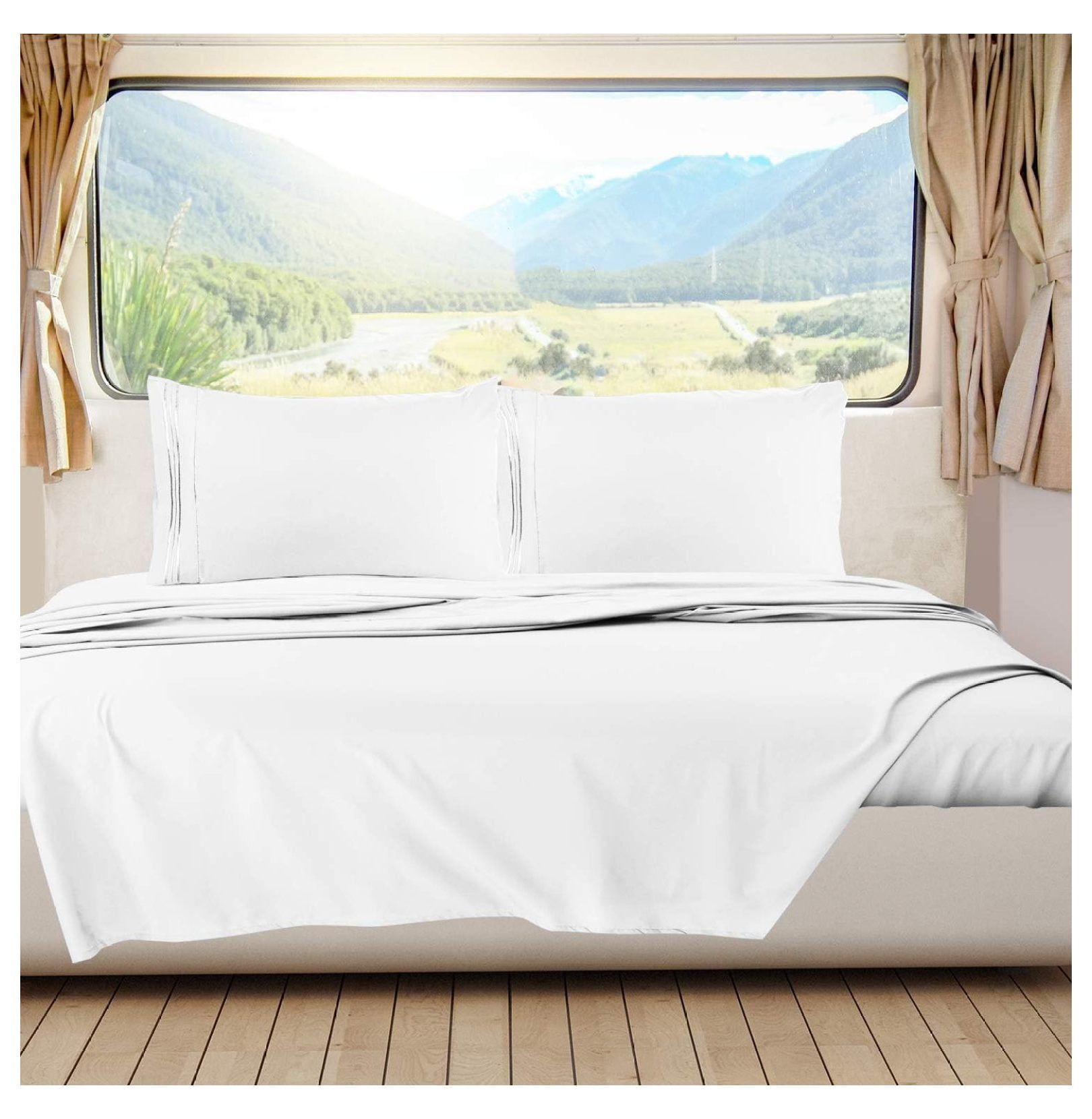 White RV Queen Sheets – Super Soft RV Short Queen Sheets for RV Camper ...