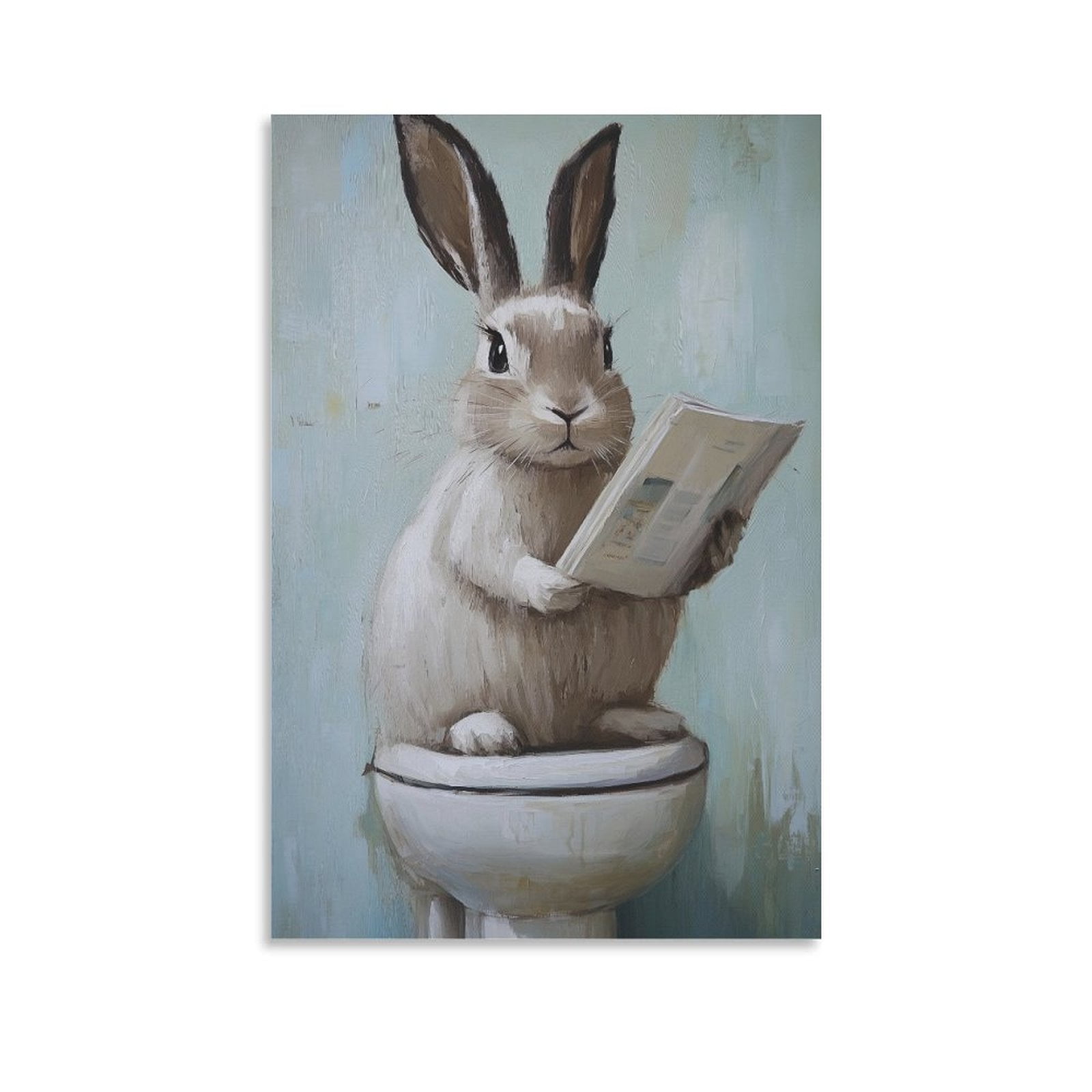 White Rabbit Artwork on Toilet Print Photo Art Painting Canvas Poster ...