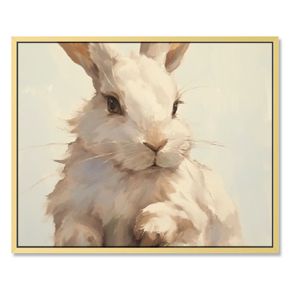 White Rabbit Painting Baby Animal Pictures Farmhouse Rabbit Wall Art ...