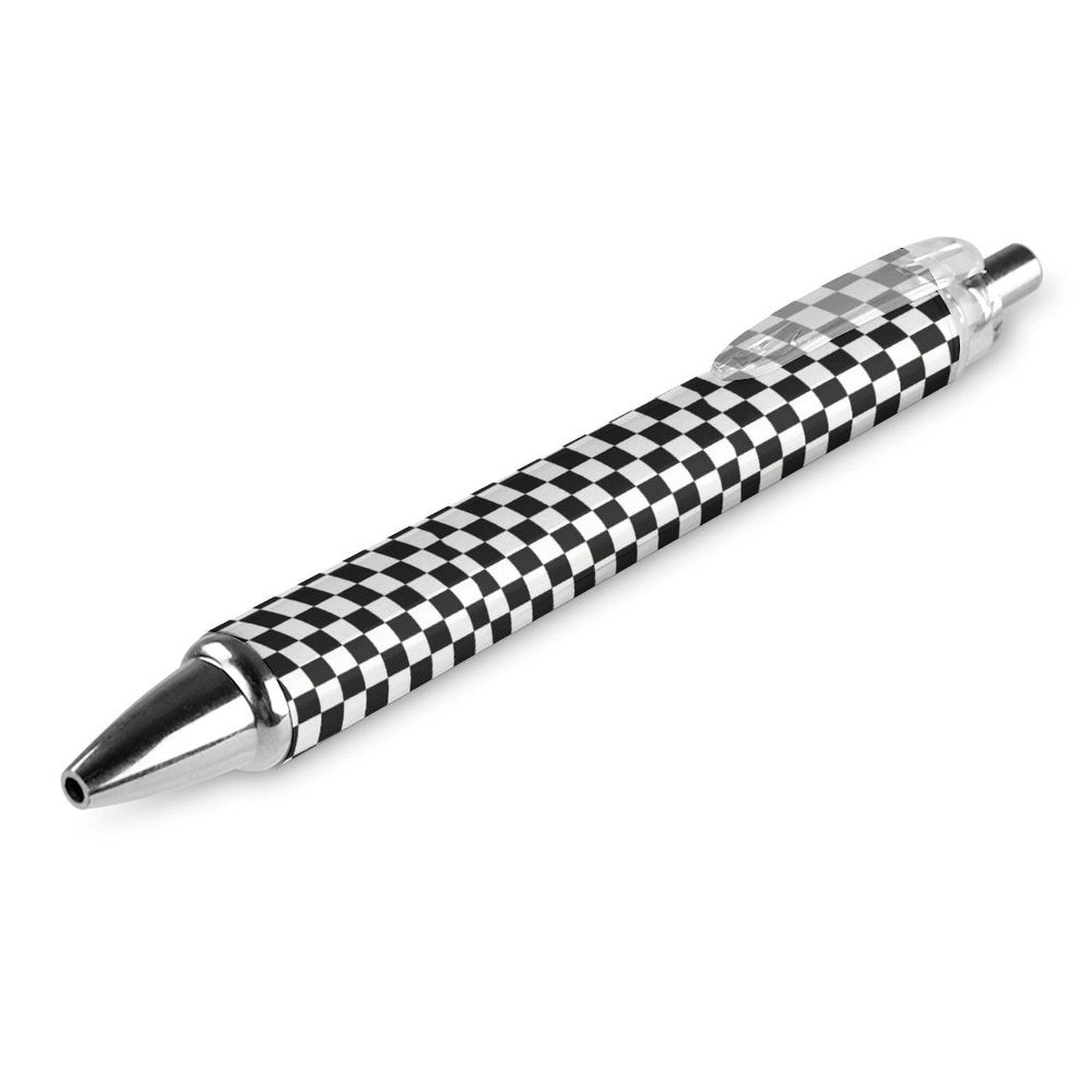 White Race Checkered Pattern Ballpoint Pen Retractable Pens Black ...