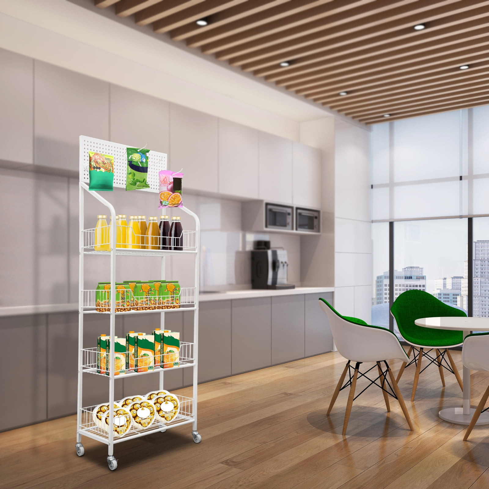 White Rack with Rolling Wheels, Cold-rolled Steel Free Standing Storage ...