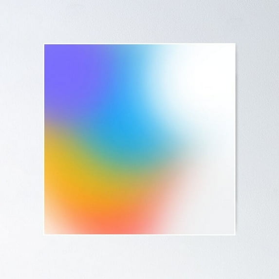 White Rainbow Multicolor Grain Shaded Tones Gradient Mist UNFRAMED ...