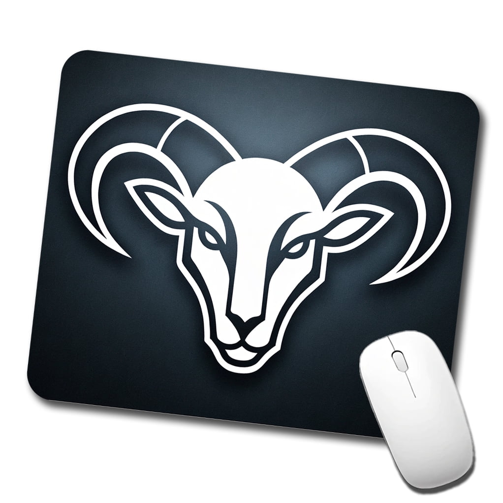 White Ram Head Illustration Outline Mouse Pad Low Profile Gaming Mat ...