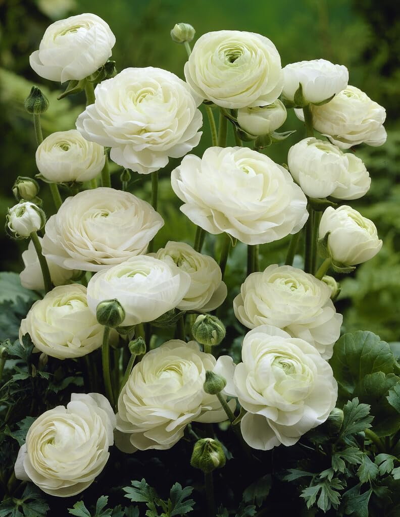 White Ranunculus Bulbs for Planting, Beautiful Long Lasting Flowers (10 ...