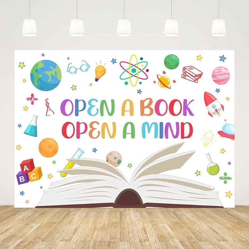 White Reading Day Vibrant Backdrop White Open a Book Open a Mind ...