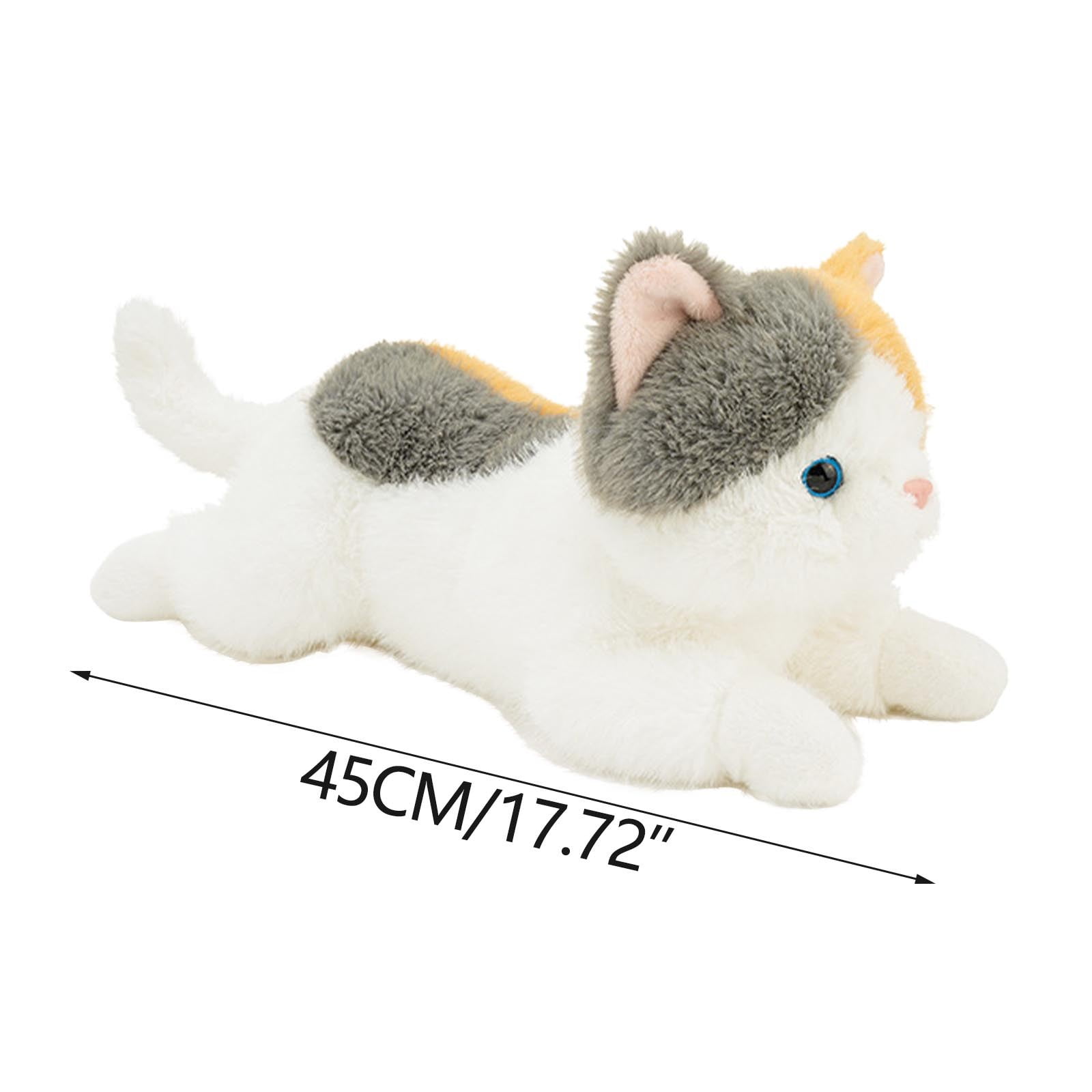 White Realistic Cat Plush Toy, 18-inch Lifelike Stuffed Animal, Soft ...