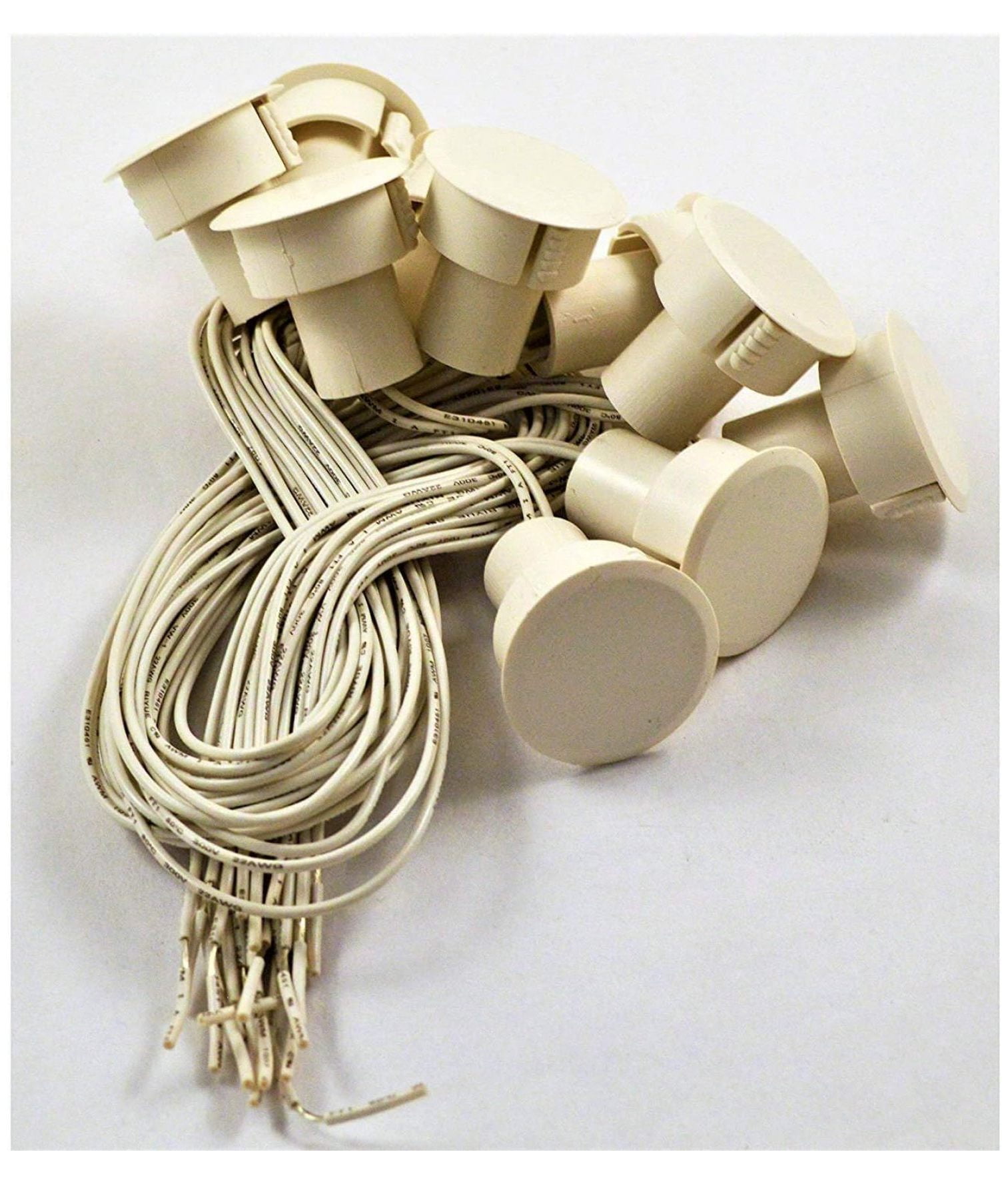 White Recessed Sensor 1" Alarm Contact 1.5" for Home Security Door (10 ...