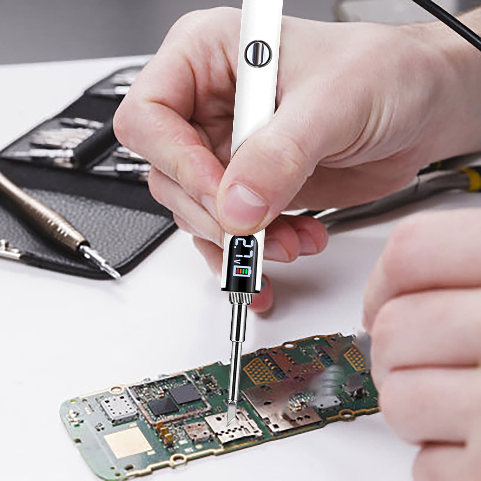 White Rechargeable Pen Design Soldering Iron - 650mAh USB-C Soldering ...