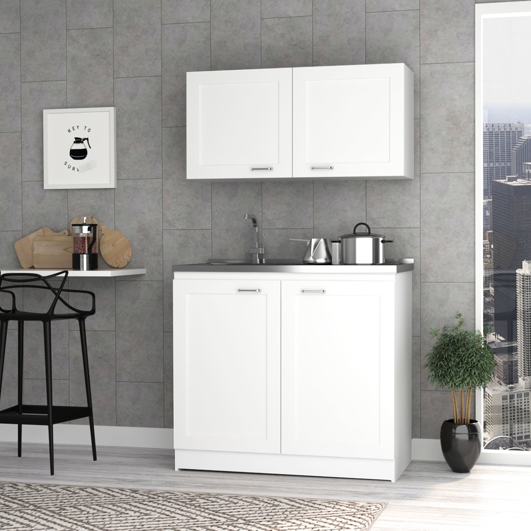 White Rectangle 2-piece Cabinet - Fit Different Storage Requirements ...
