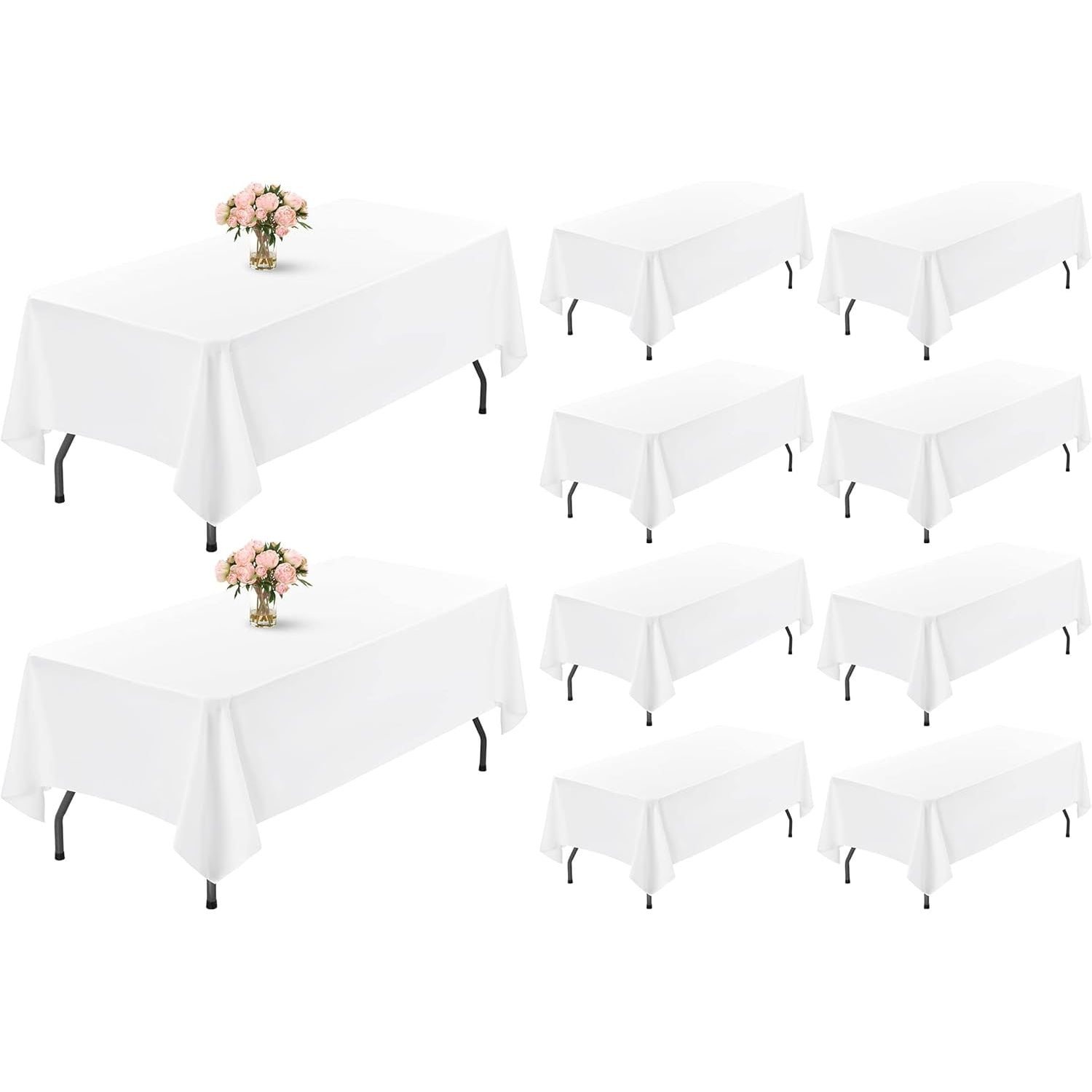 White Rectangle Tablecloth 60 x 102 Inch for 6 Foot Table, Wrinkle ...