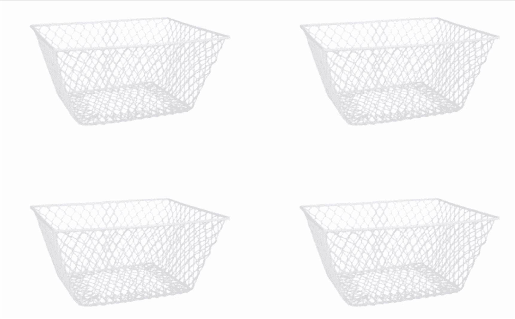 White Rectangle Wire Basket 4 pack - Versatile Metal Wire Baskets ...