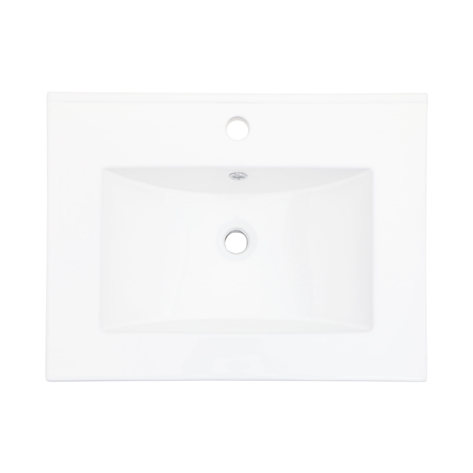 White Rectangular 24"x18" Ceramic Vanity Top With Overflow - Stain ...