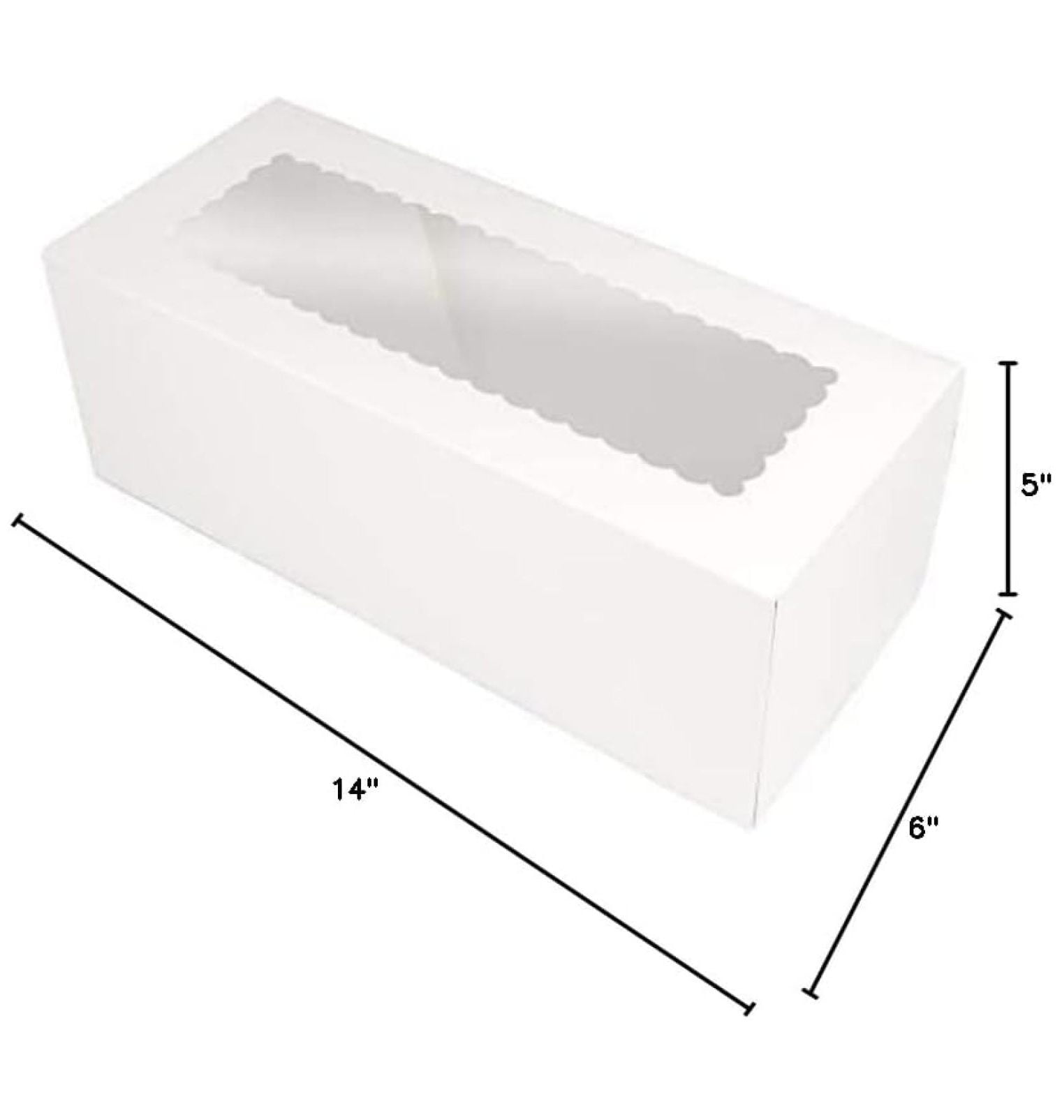 White Rectangular Cake Box 14 Inch x 6 Inch x 5 Inch High with ...