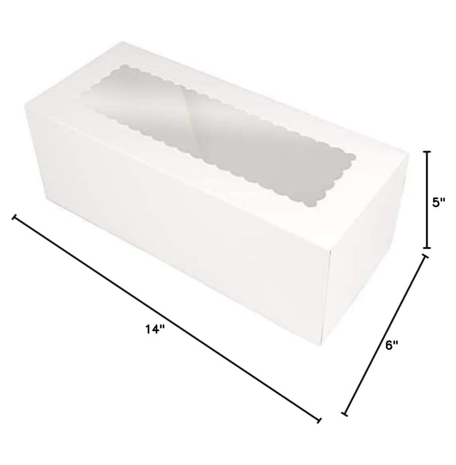 White Rectangular Cake Box 14 Inch x 6 Inch x 5 Inch High with ...