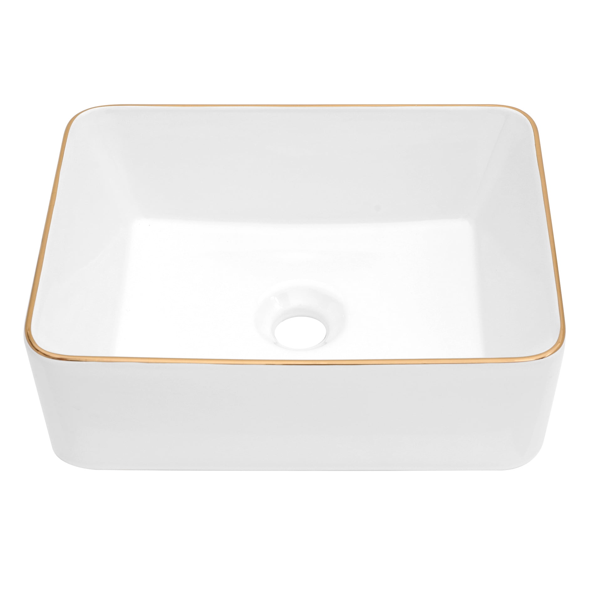 White Rectangular Ceramic Sink for Bathroom, 16x12 Inch | Suitable for ...