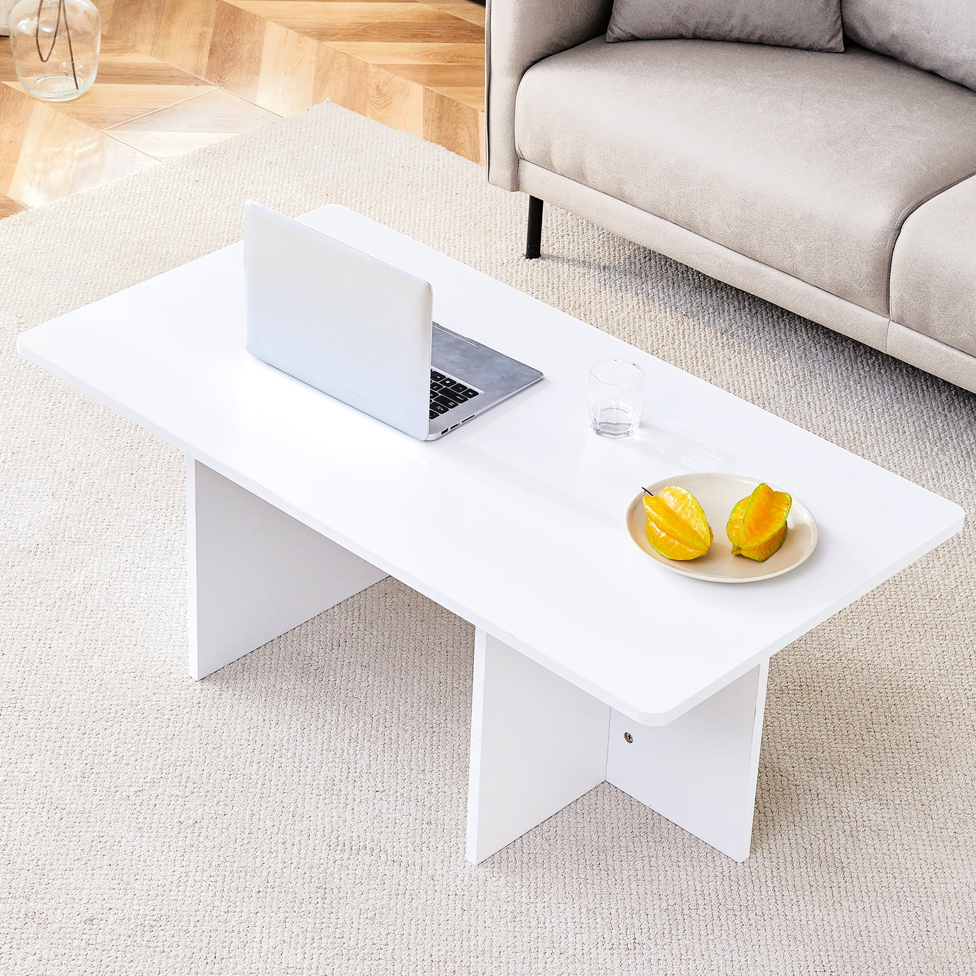 White Rectangular Coffee Table, Construction, Ideal For Living Room ...