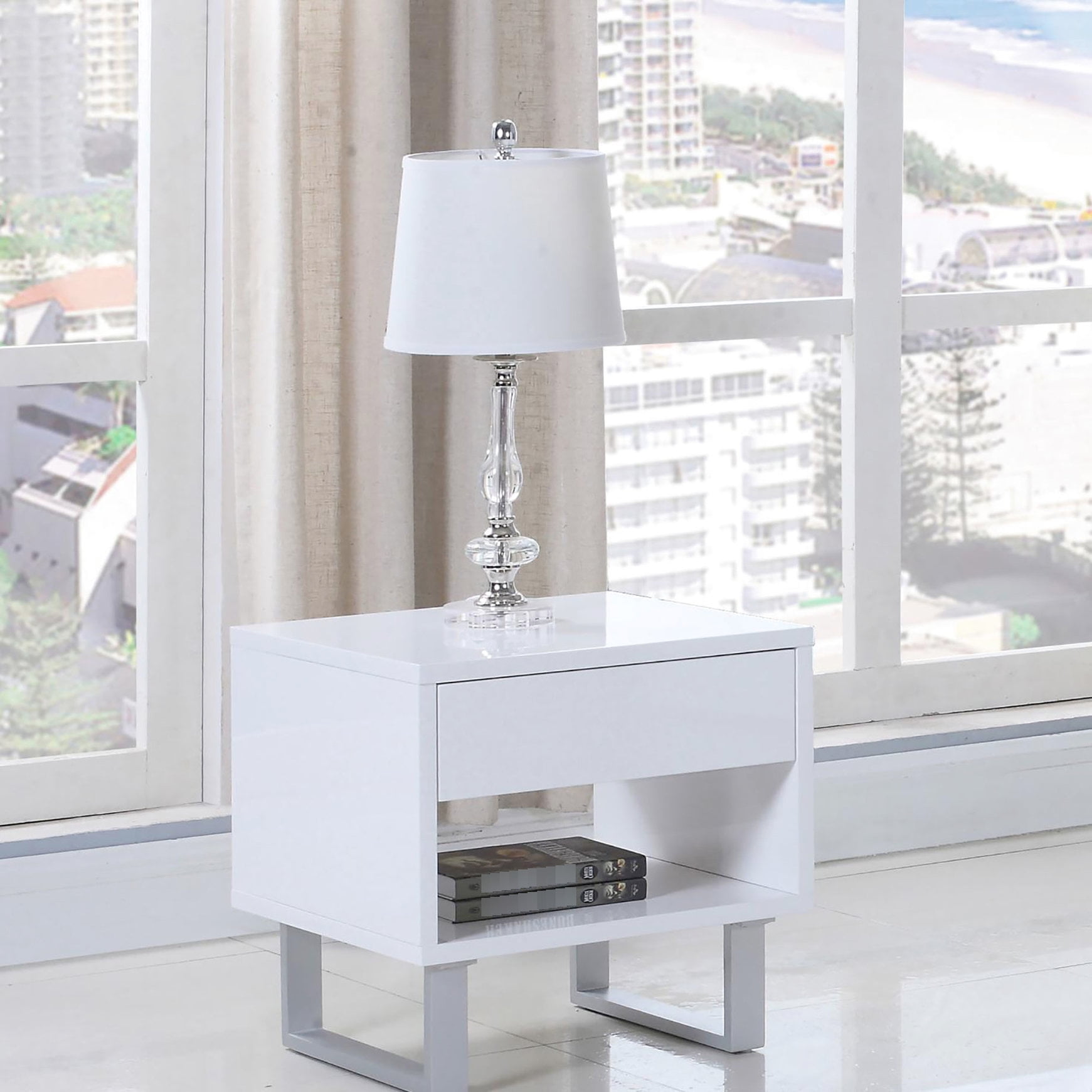 White Rectangular End Table with Single Drawer | Create Fresh Look in ...