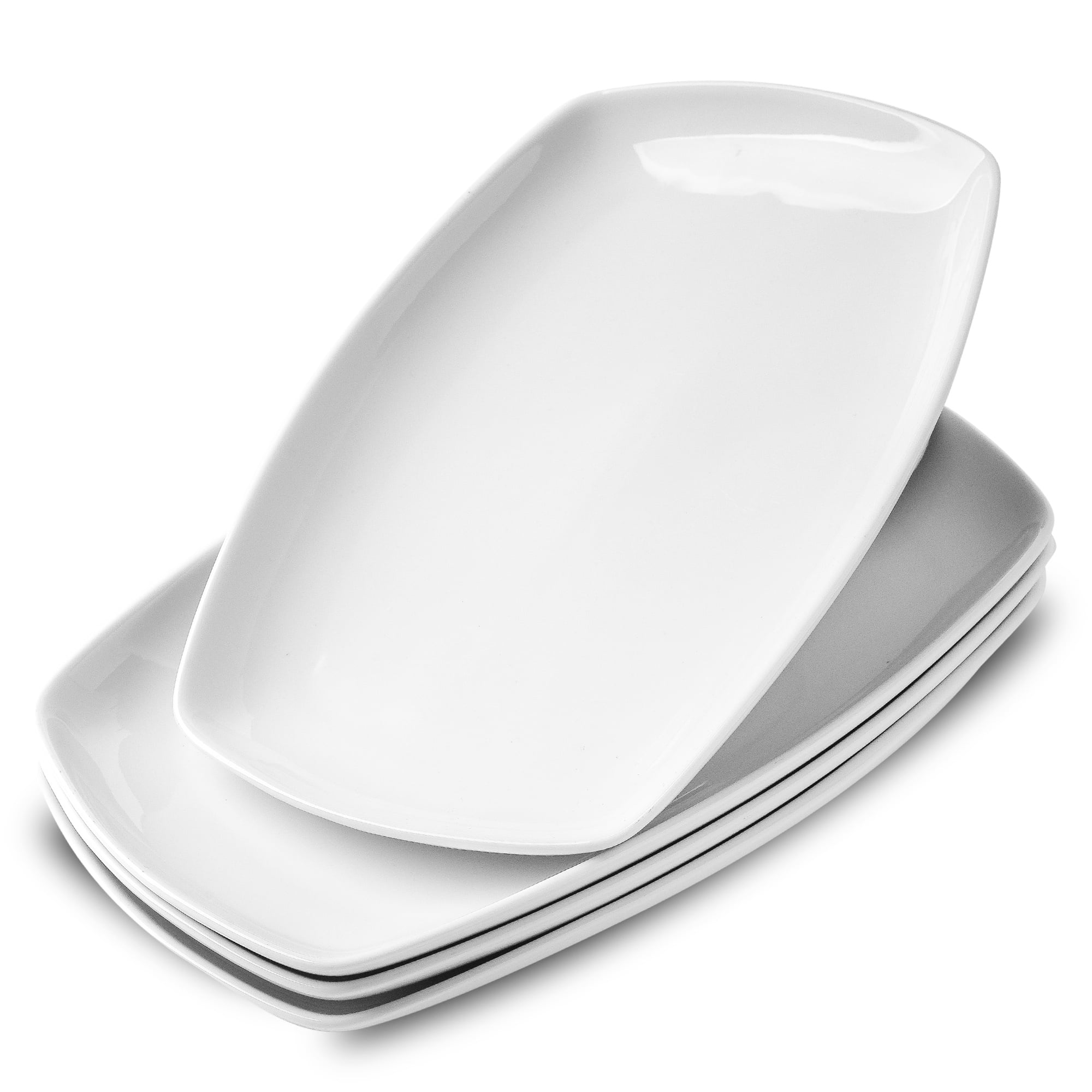 White Rectangular Plate Set, Ceramic Large Serving Platters, 12 Inch ...