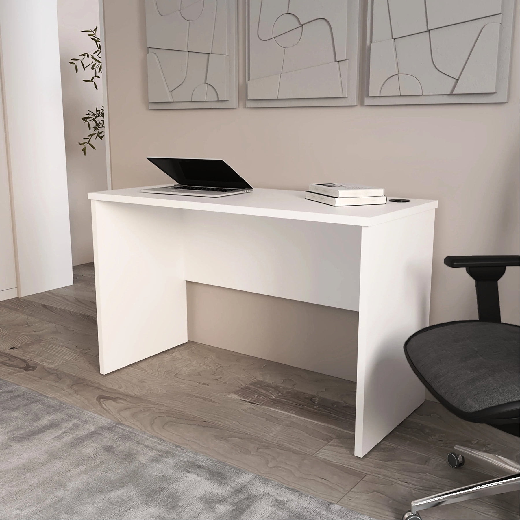 White Rectangular Writing Desk | Store Essentials in Home Office ...