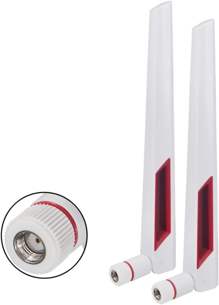 White and Red 10dBi Dual Band Signal Booster Wi-Fi Antennas (2.4GHz ...