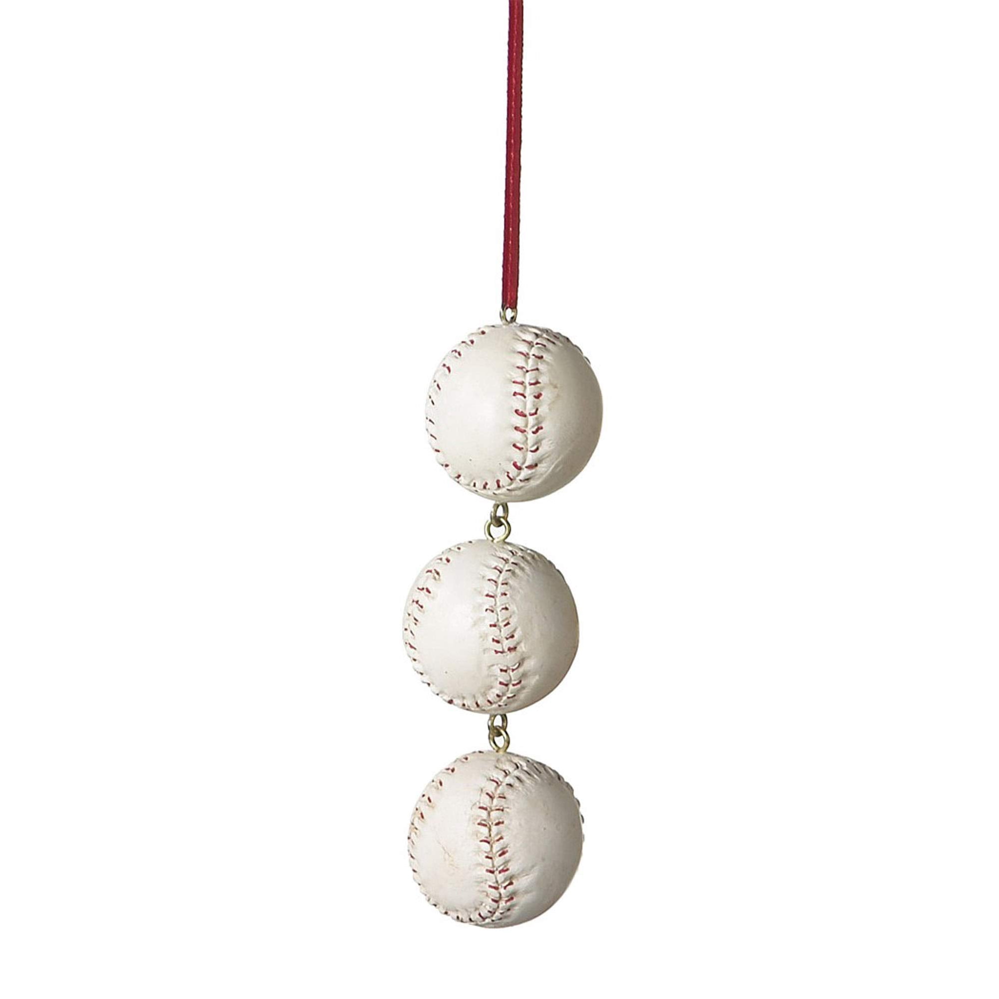 White Red Baseball Swag 5 inch Resin Decorative Christmas Ornament ...