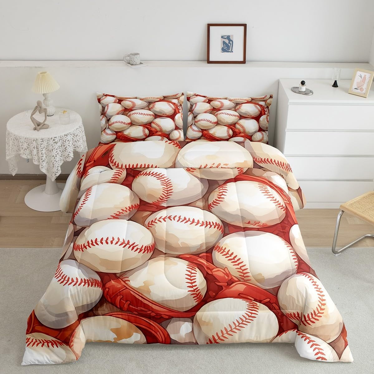 White Red Basketball Comforter Set Graffiti Watercolor Hippies Style ...