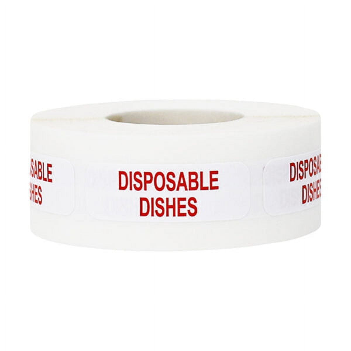 White & Red Disposable Dishes Warning Sticker Labels | 0.5 x 1.5" inch ...