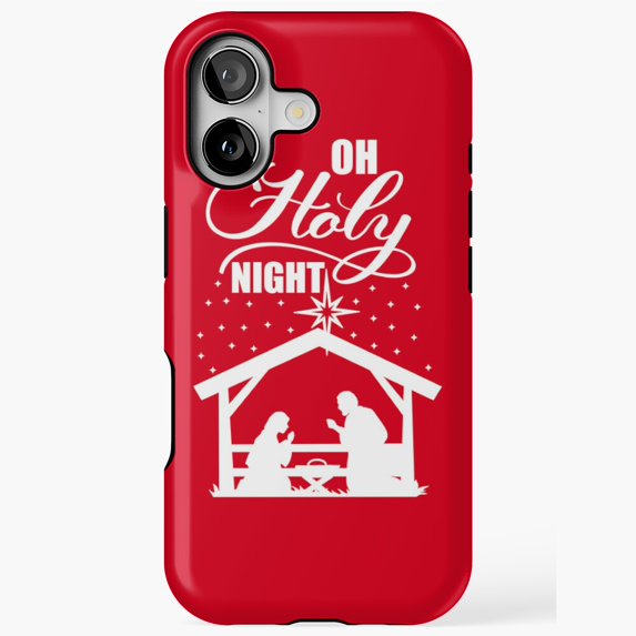 White Red Nativity Scene O Holy Night with iPhone 17 through 11 Pro Max ...