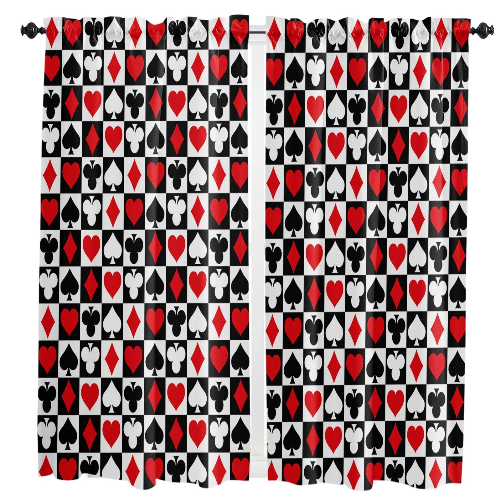 White Red Plaid Simple Curtains for Living Room Bedroom Curtains ...