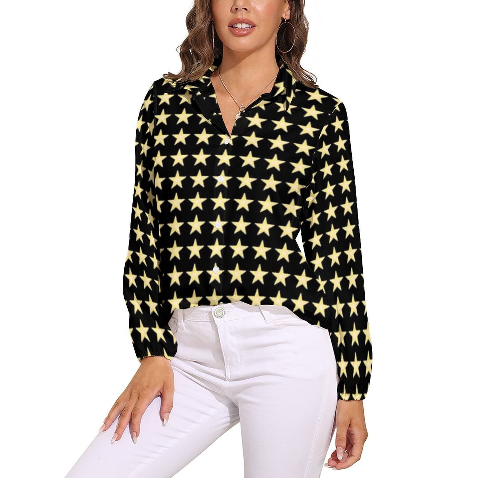White Red Star Blouse Athletic July 4th Stars Print Pretty Pattern ...