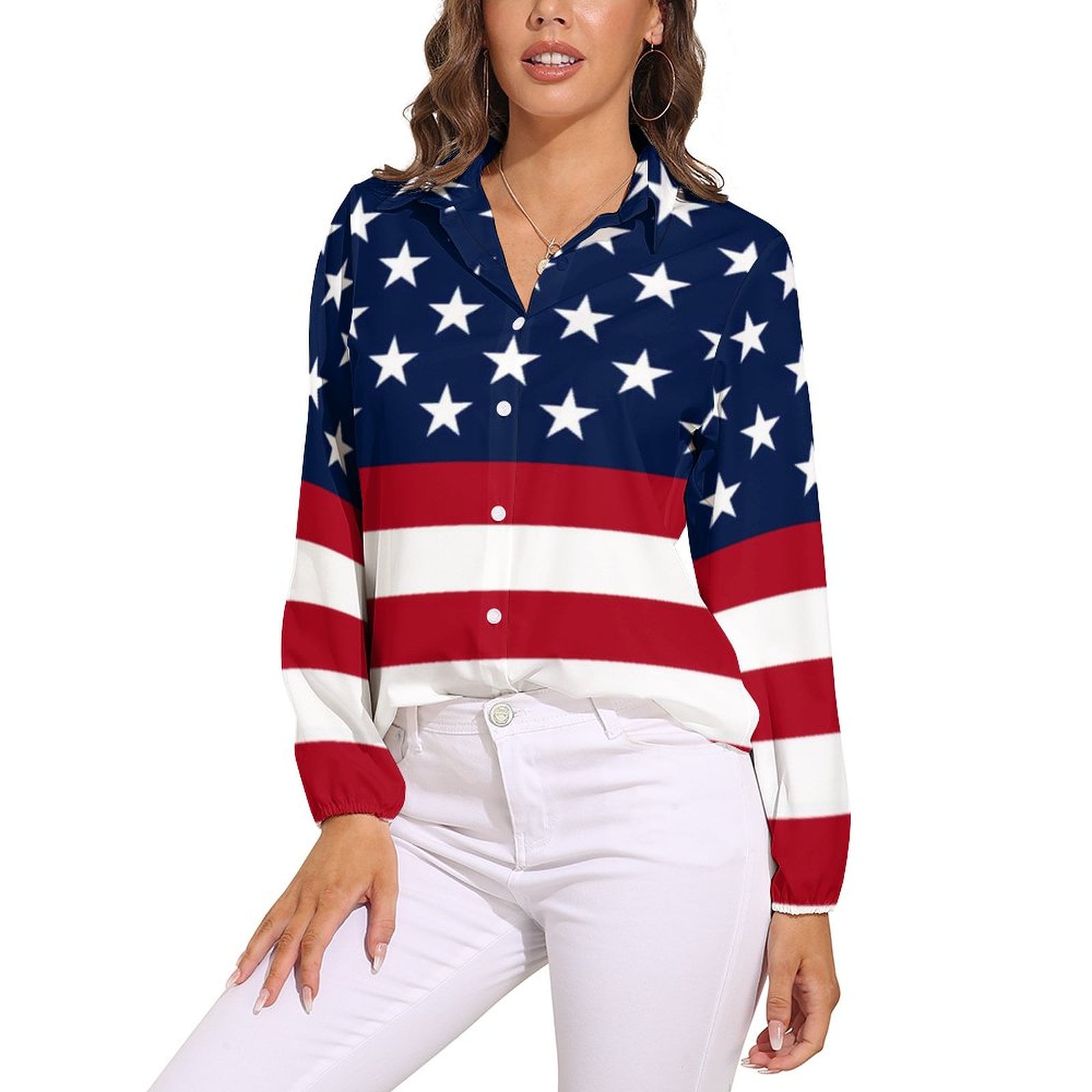 White Red Star Blouse Athletic July 4th Stars Print Pretty Pattern ...