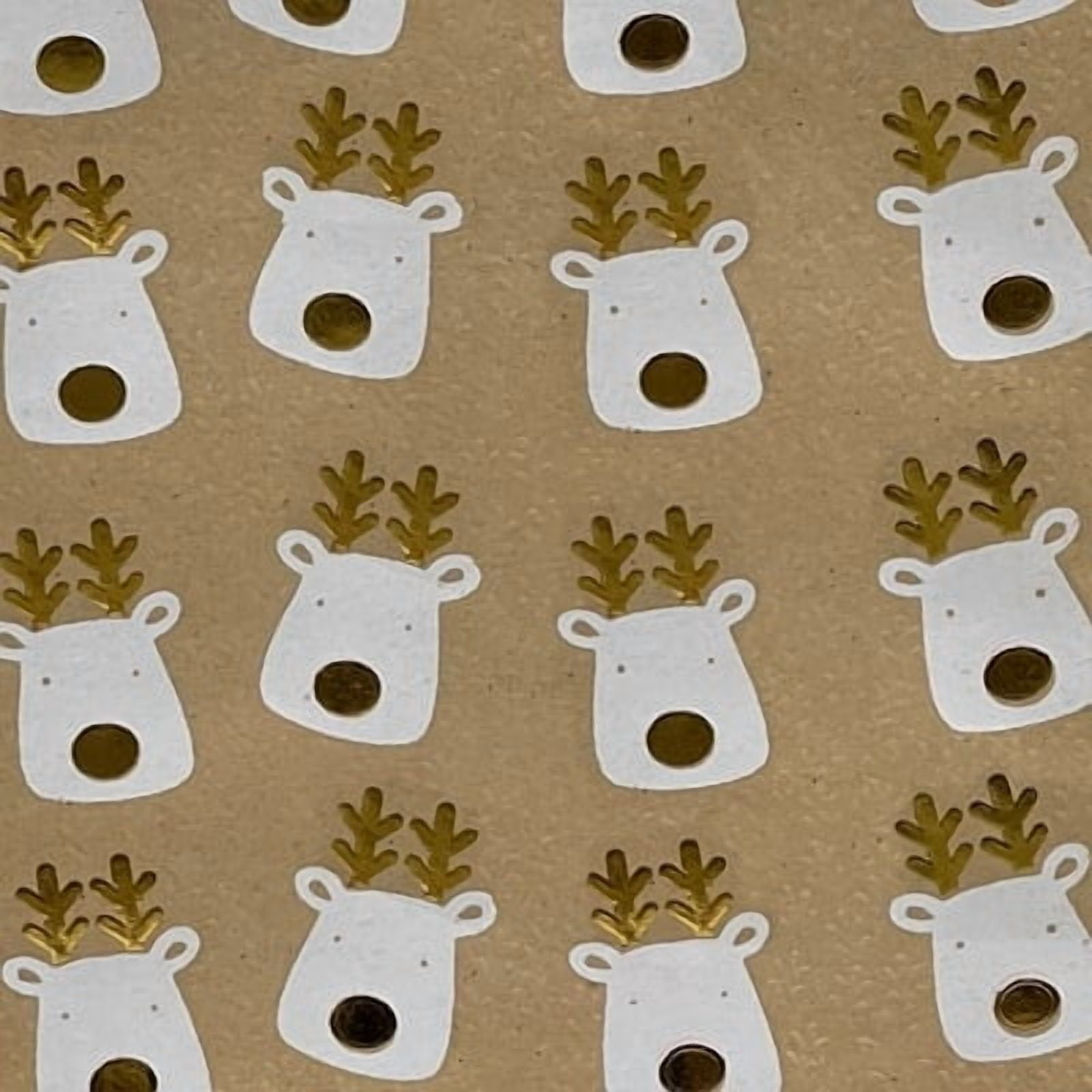 White Reindeer Gold Foil Premium Gift Wrap by Celebrate It™ - Holiday ...