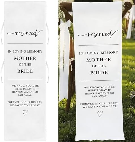 White Reserved Memorial Wedding Chair Sign, In Loving Memory Mother of ...