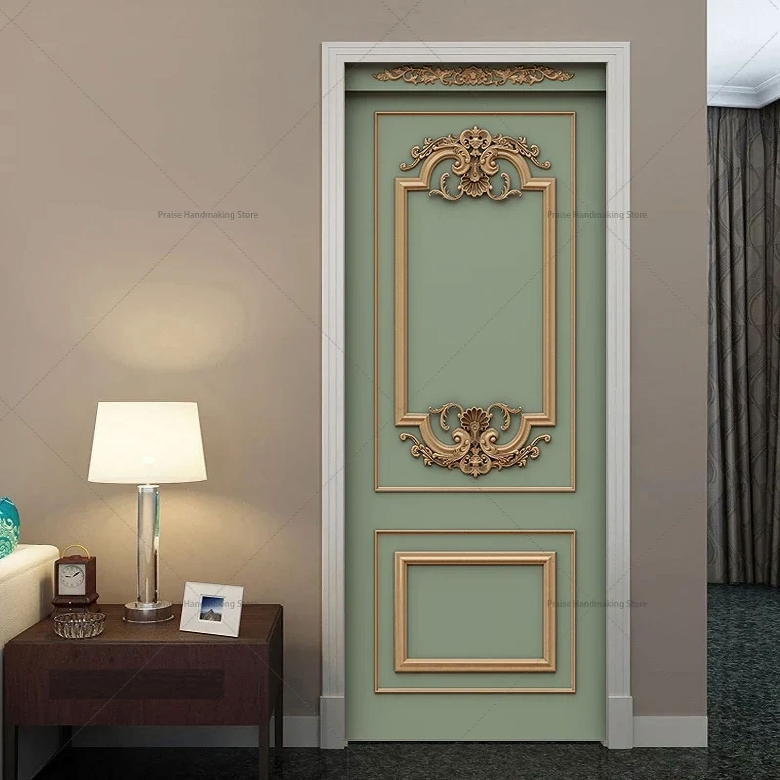 White Retro European Art Door Sticker Vinyl PVC Waterproof Self ...