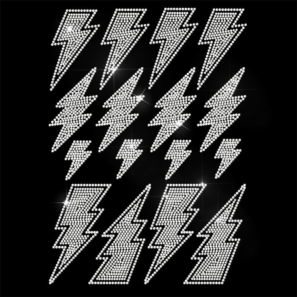 White Rhinestone Iron on Transfer Lightning Bling Diamond Hotfix ...