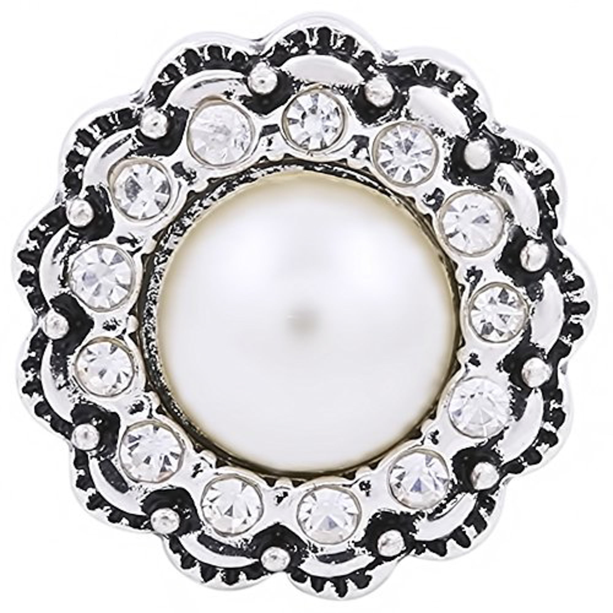 White Rhinestone Pearl Snap Jewelry Ginger Charm Button Fits Custom ...