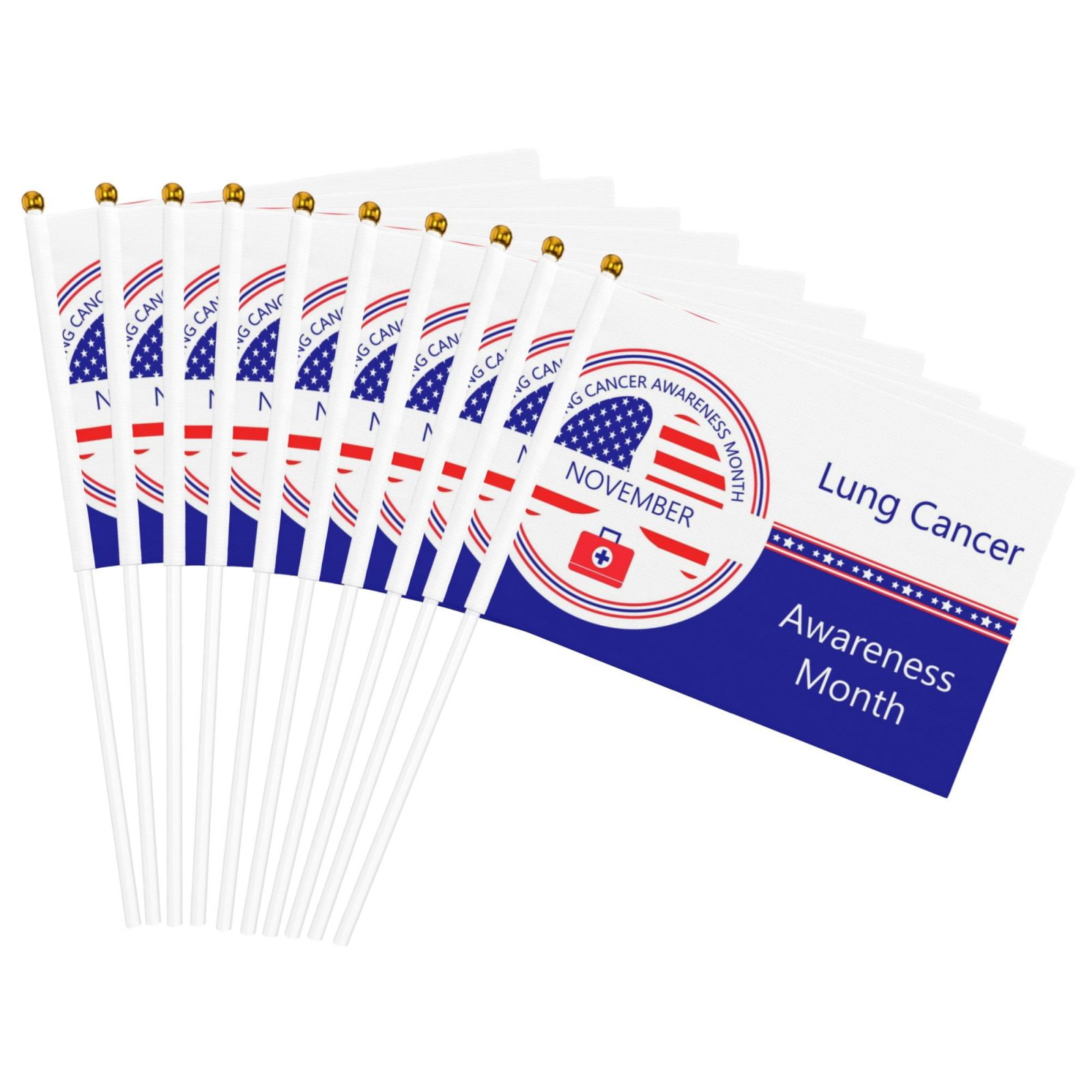 White Ribbon Lung Cancer Awareness Month Flag Small Flags Stick 5.5'' x ...