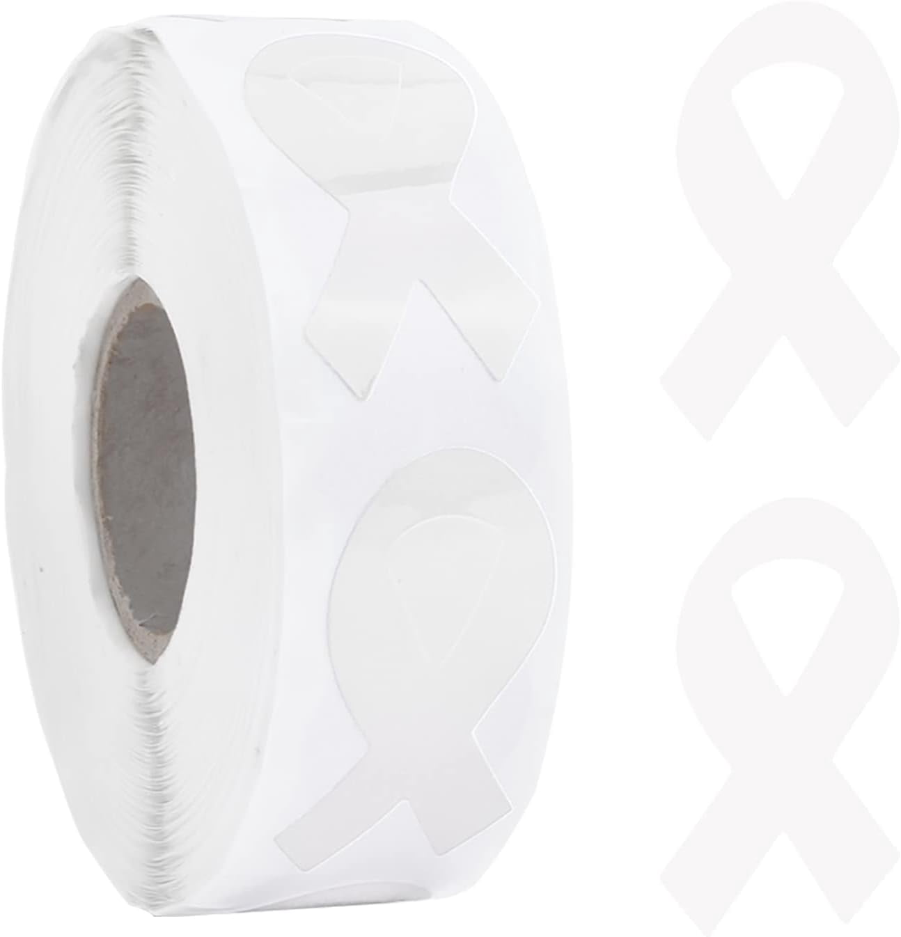 White Ribbon Sticker, 500 Pcs White Ribbon Awareness Stickers Lung ...