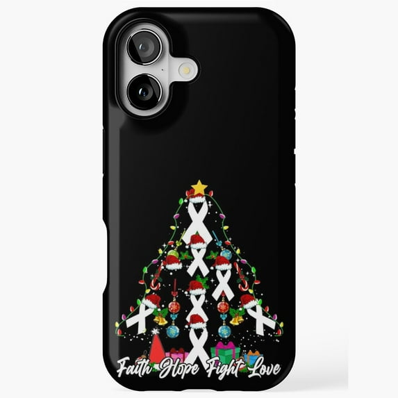 White Ribbon Tree Lung Cancer Awareness Holiday Design with iPhone 17 ...
