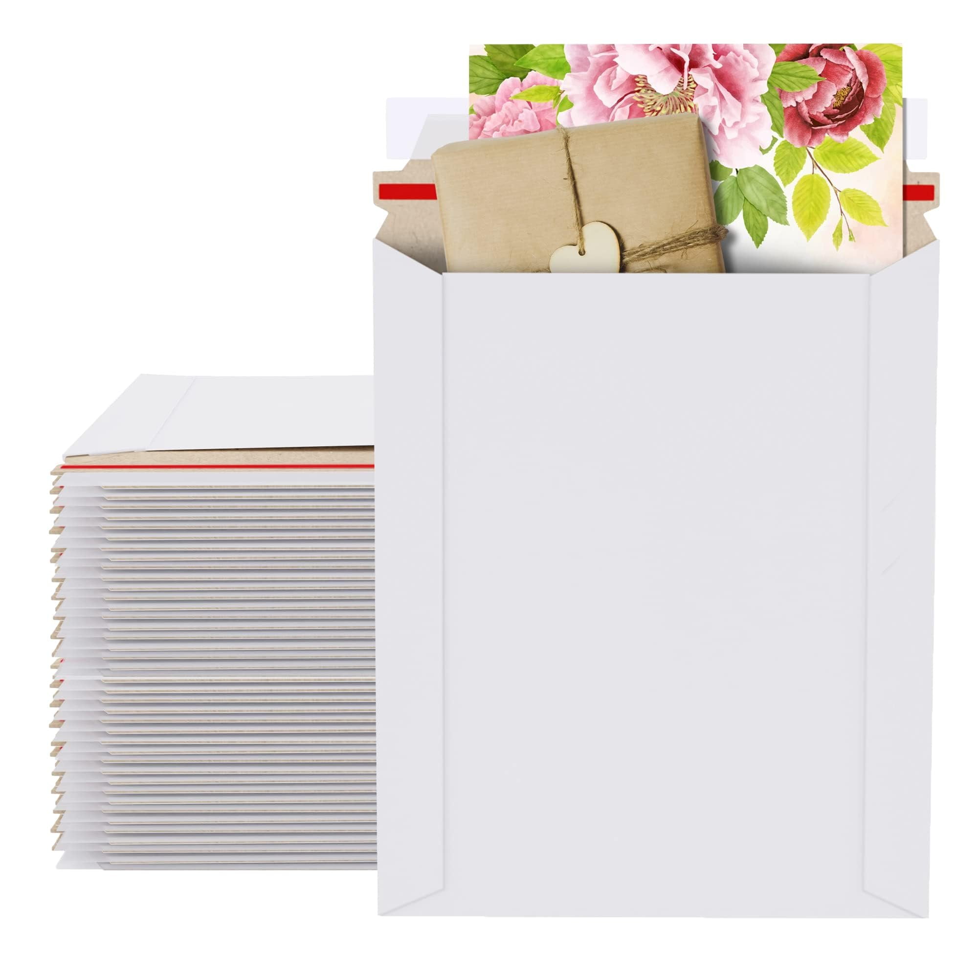 White Paperboard Rigid Mailers, Stay Flat Photo Envelopes, 25 Count, 12 ...