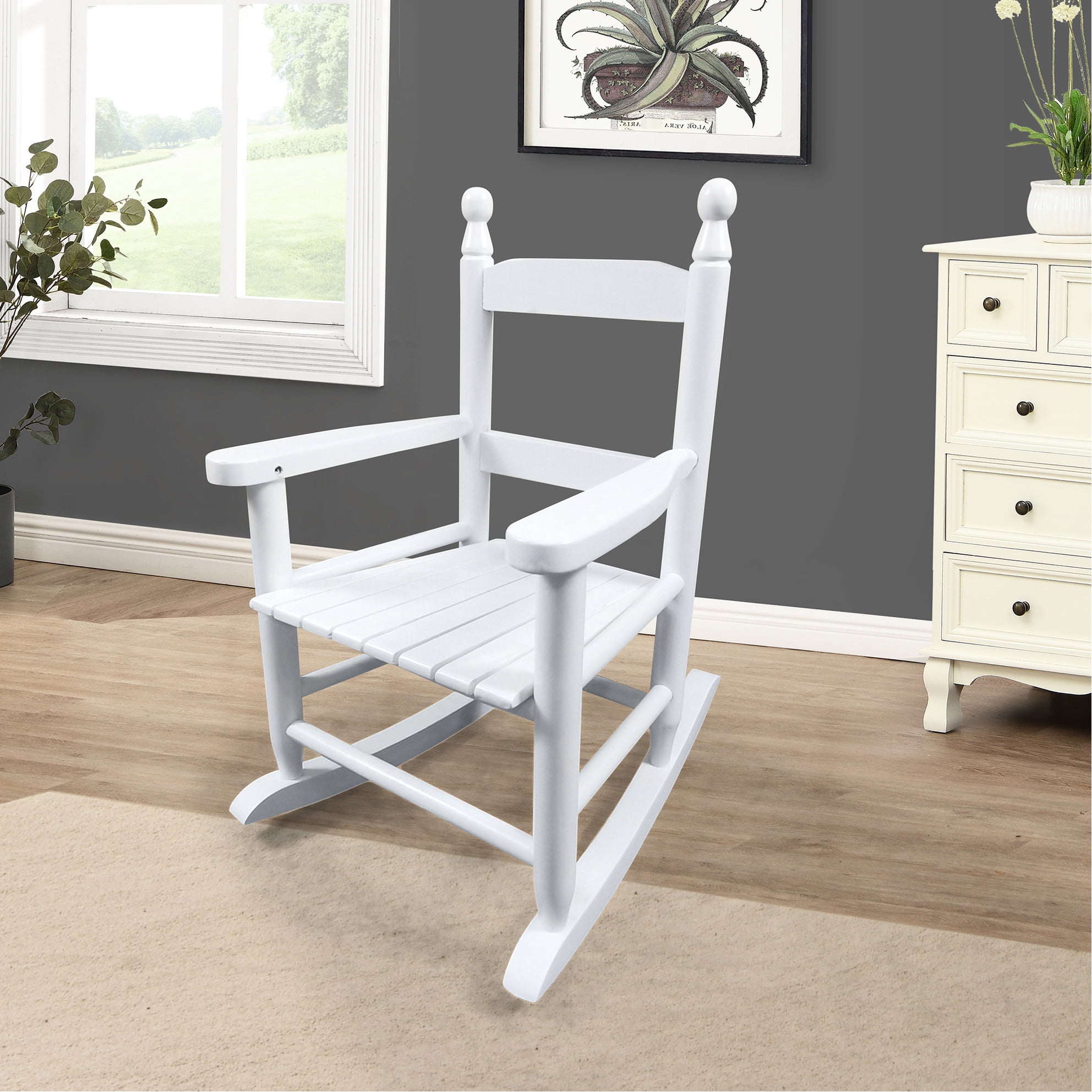 White Rocking Chair For - Solid Hardwood Material, Indoor Outdoor, Seat ...