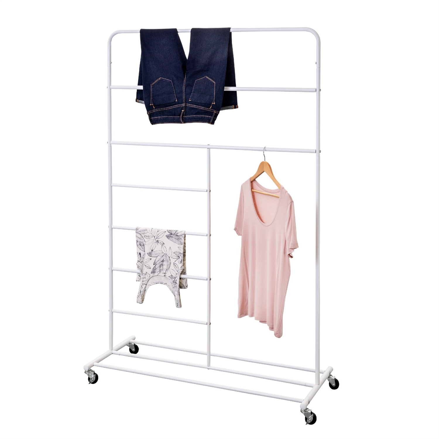 White Rolling Multi Use Laundry Clothes Drying Rack - Walmart.com
