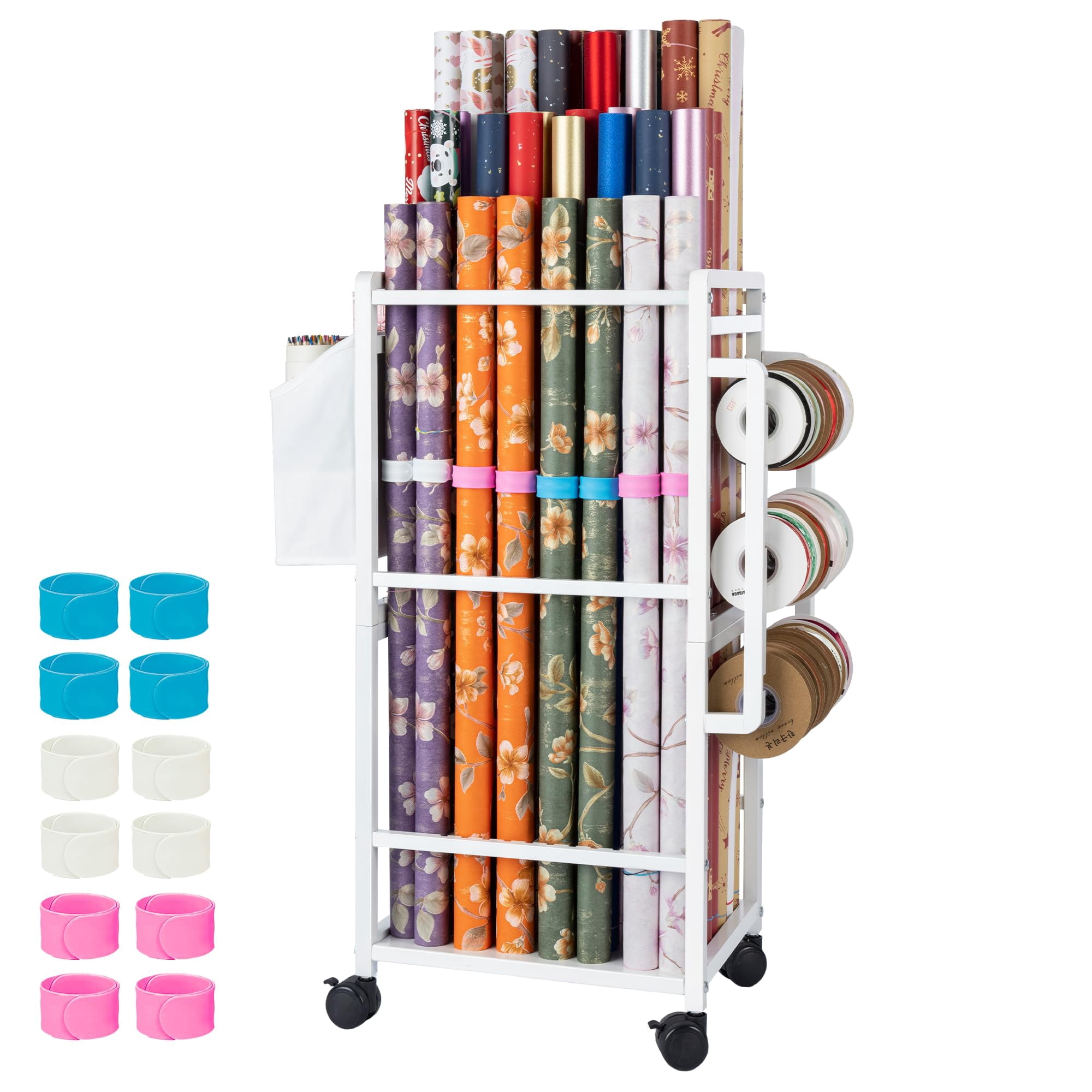 White Rolling Utility Craft Storage Cart with Adjustable Rods - Walmart.com