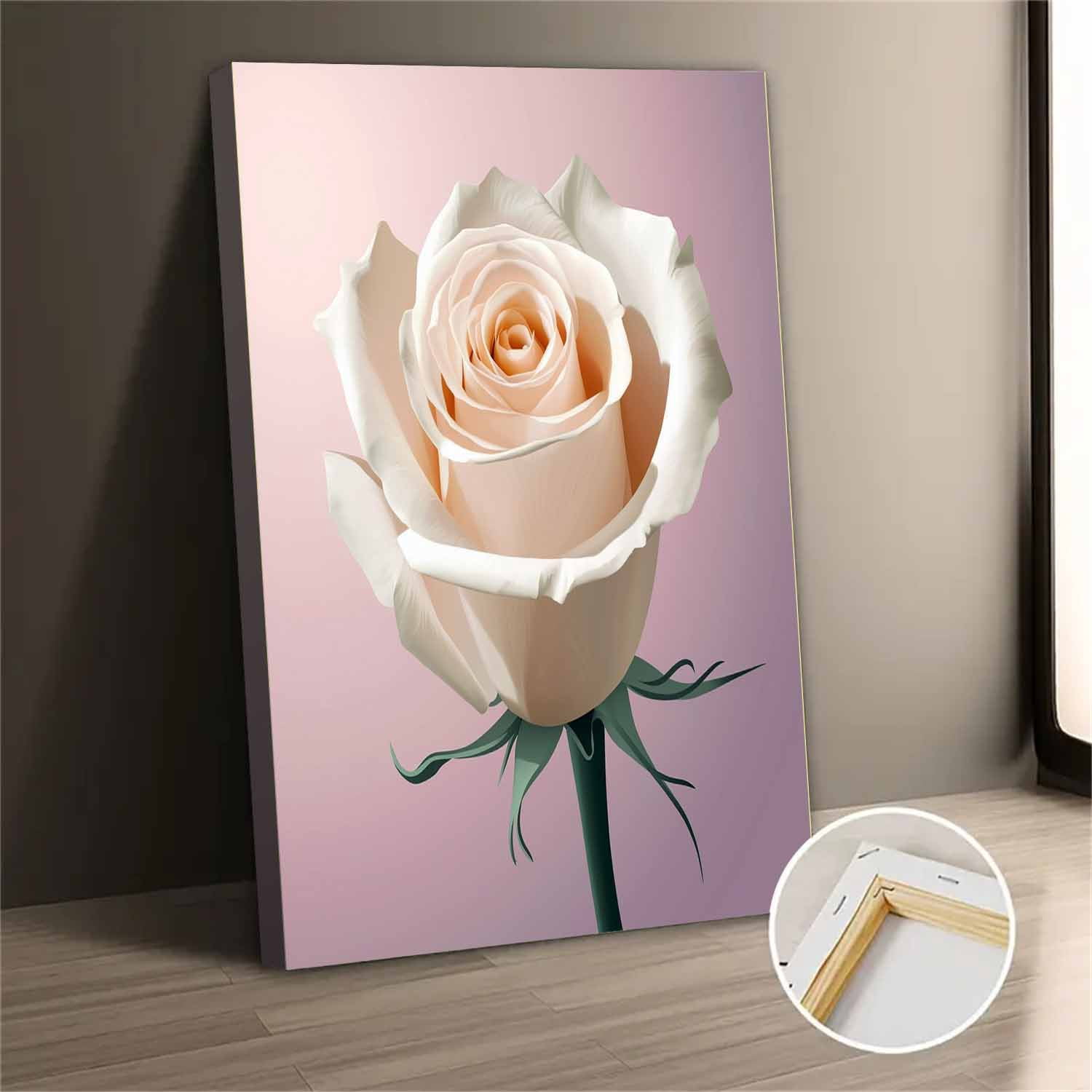 White Rose Abstract Canvas Wall Art Print For Bedroom Living Room Decor ...