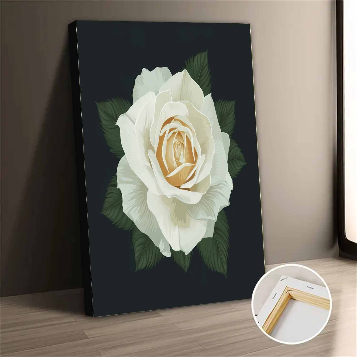 White Rose Canvas Wall Art Print For Bedroom Living Room Decor ...