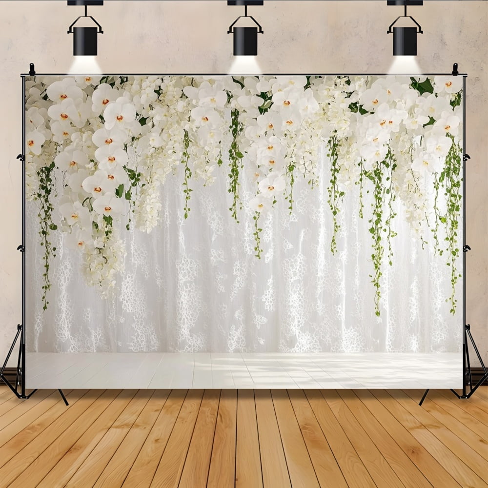 White Rose Floral Theme Photography Backdrop – Bridal Shower, Wedding ...