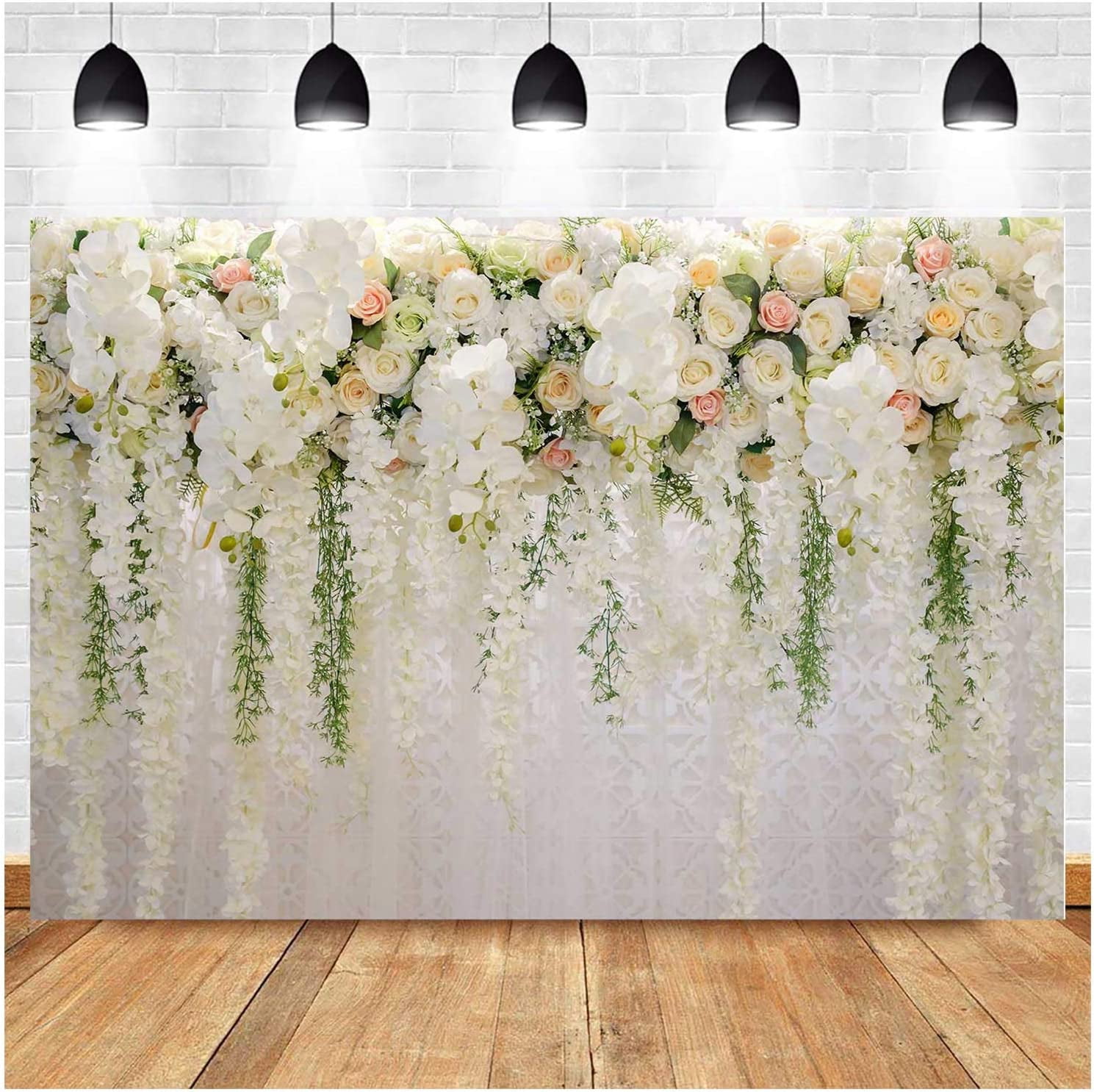 White Rose Floral Theme Photography Backdrops Bridal Shower Wedding ...