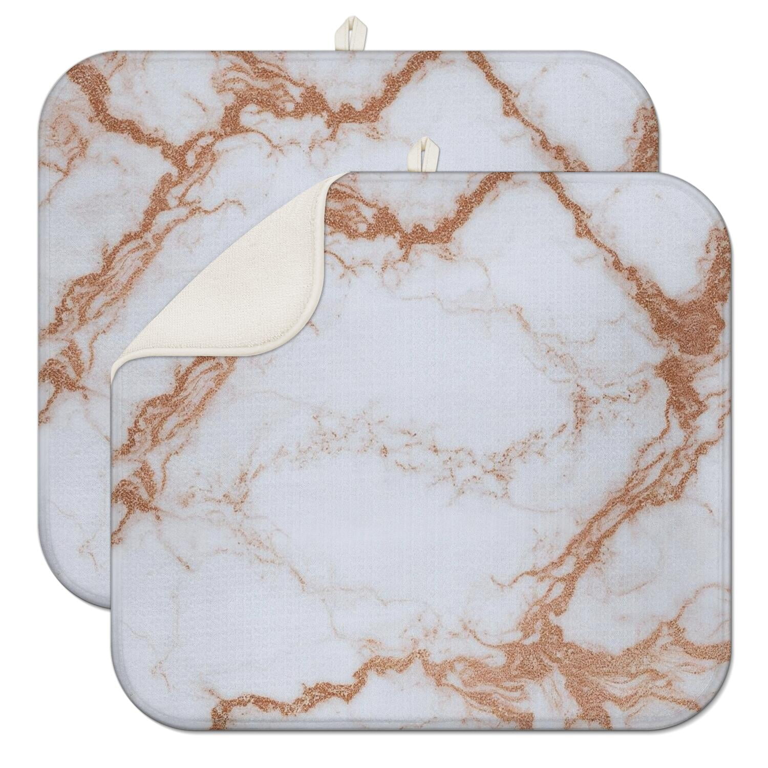 White Rose Gold Marble Pattern Dish Drying Mat for Kitchen 1 Pack ...